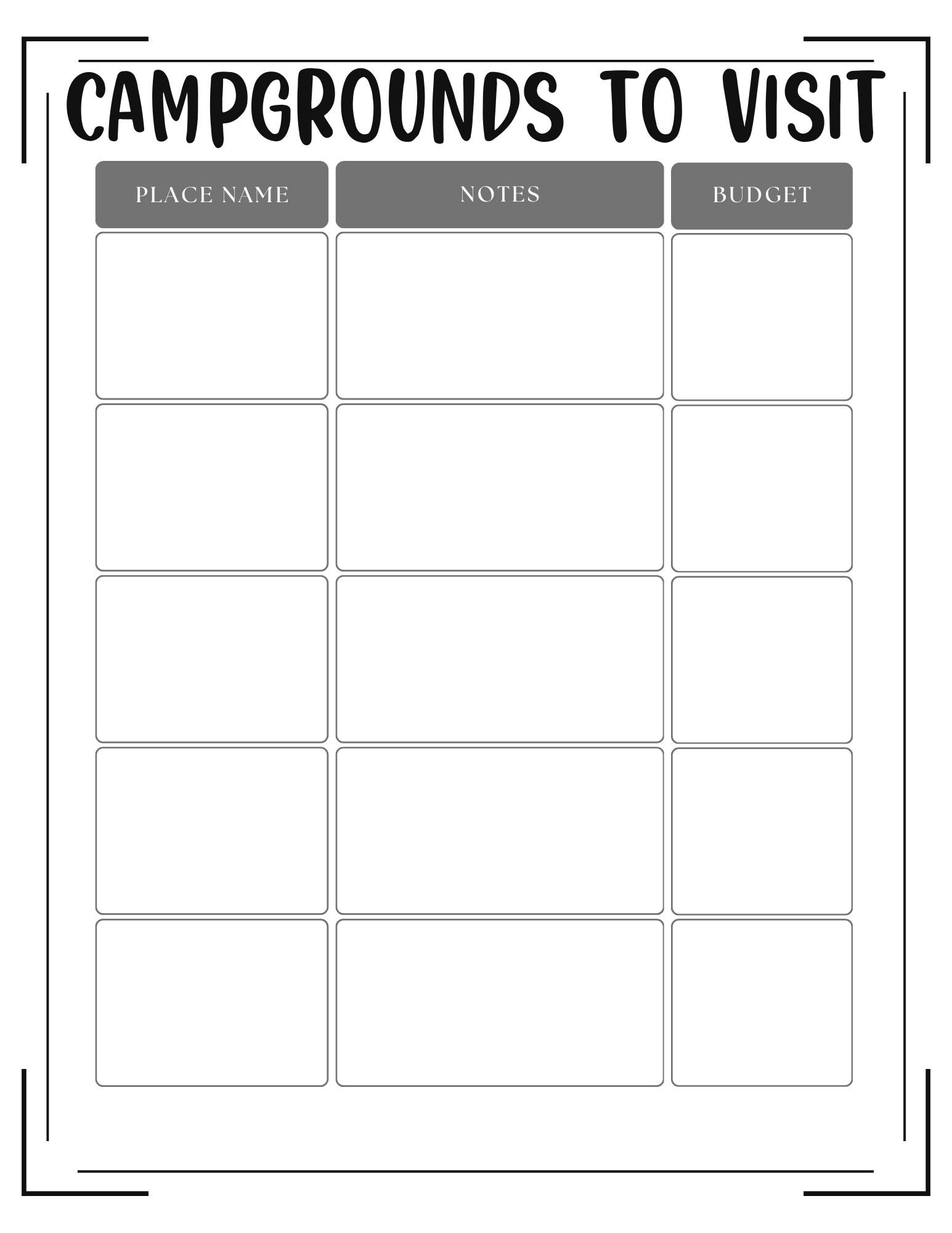 Printable Camping Binder Planner Camper Organizer - Etsy