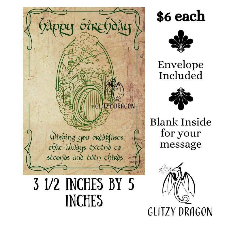 Hobbit Themed Birthday Card Lord of the Rings Bday - Etsy