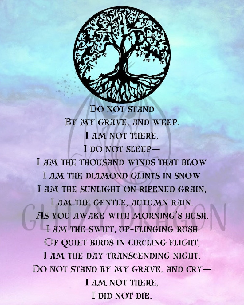 No te quedes ante mi tumba llorando poema Póster regalo para mujeres hombres, brujería ...