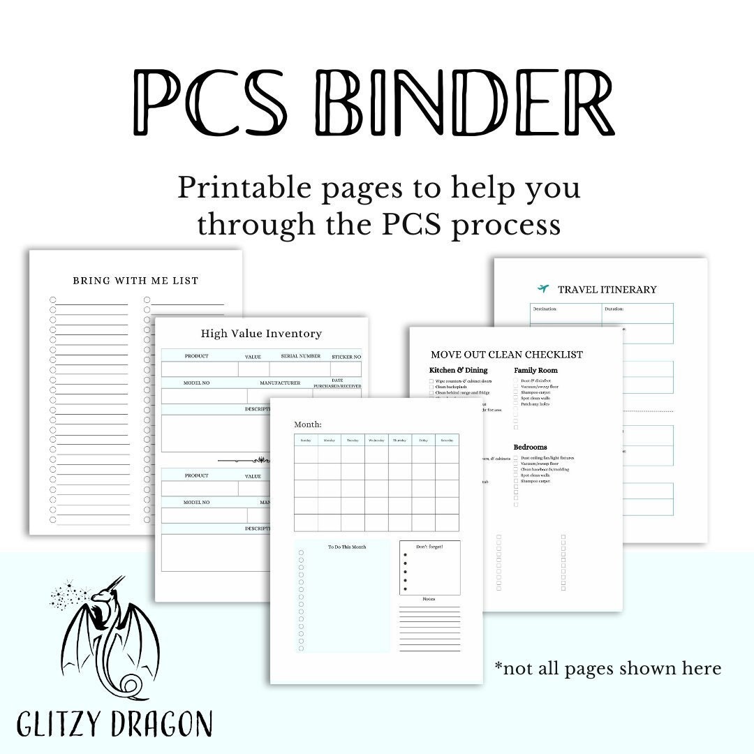 PCS Moving Planner Binder Pages Military Move Organizer - Etsy