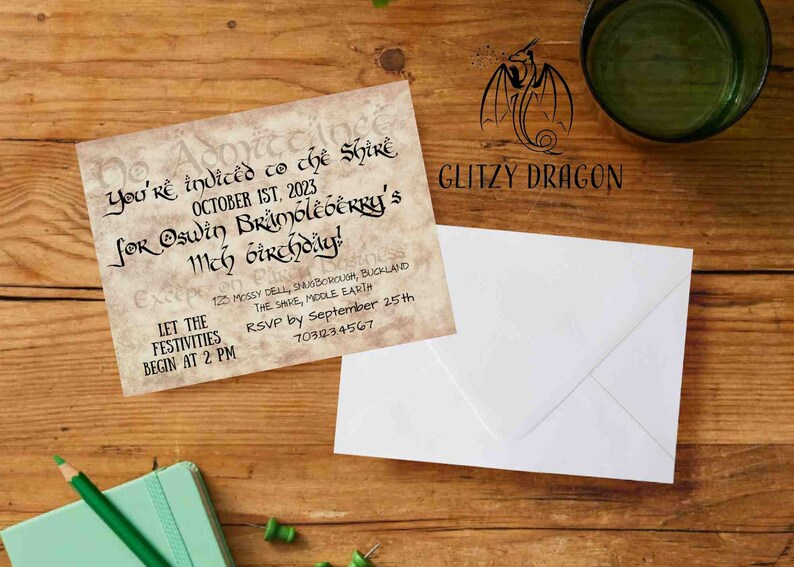 Hobbit Themed Party Invitation CUSTOMIZABLE Lord of the Rings Invite - Etsy
