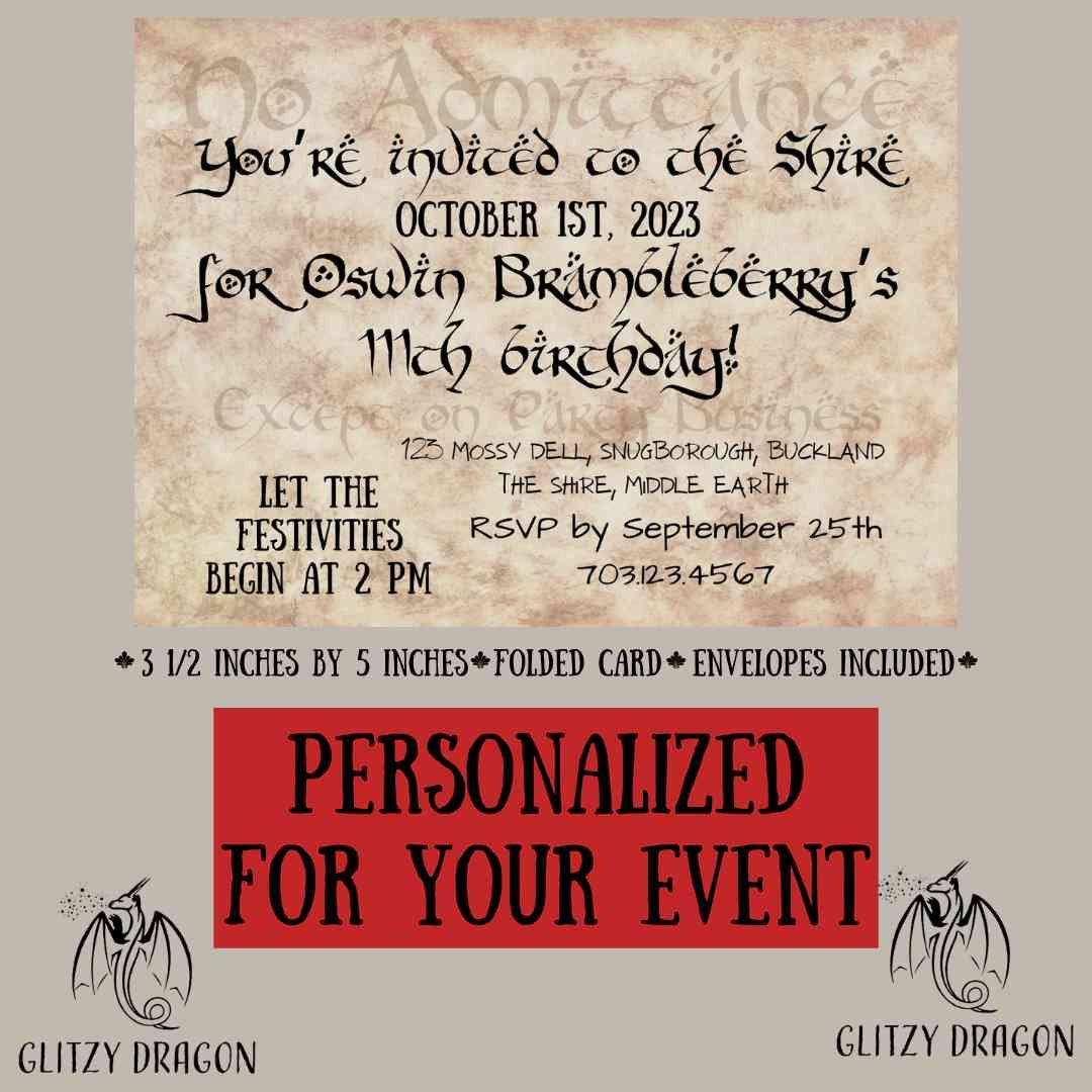 Hobbit Themed Party Invitation CUSTOMIZABLE Lord of the Rings Invite - Etsy