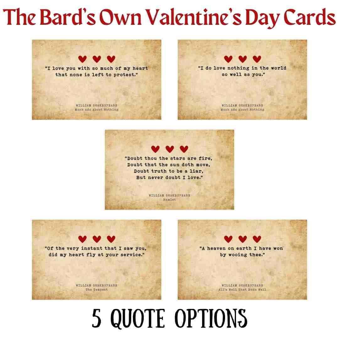 The Bard's Own Valentines - Shakespeare Valentine's Day Cards - Love ...