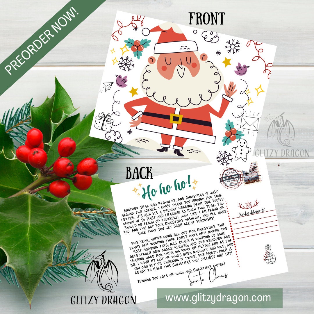 Letter Postcard From Santa Claus Christmas Card for a Child - Etsy