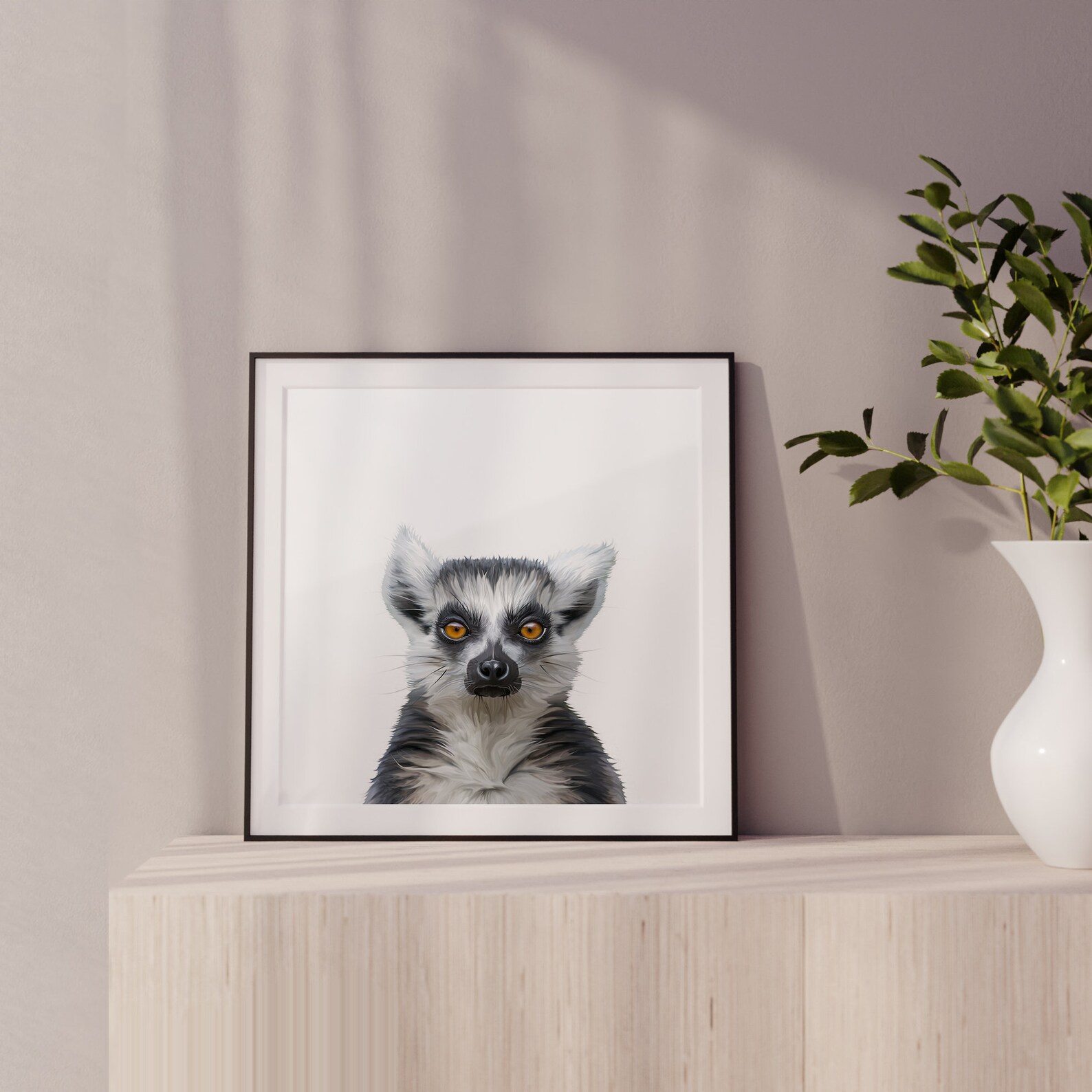 Larry the Lemur, Square Poster Art Print, Animal Painting, Digital Art ...