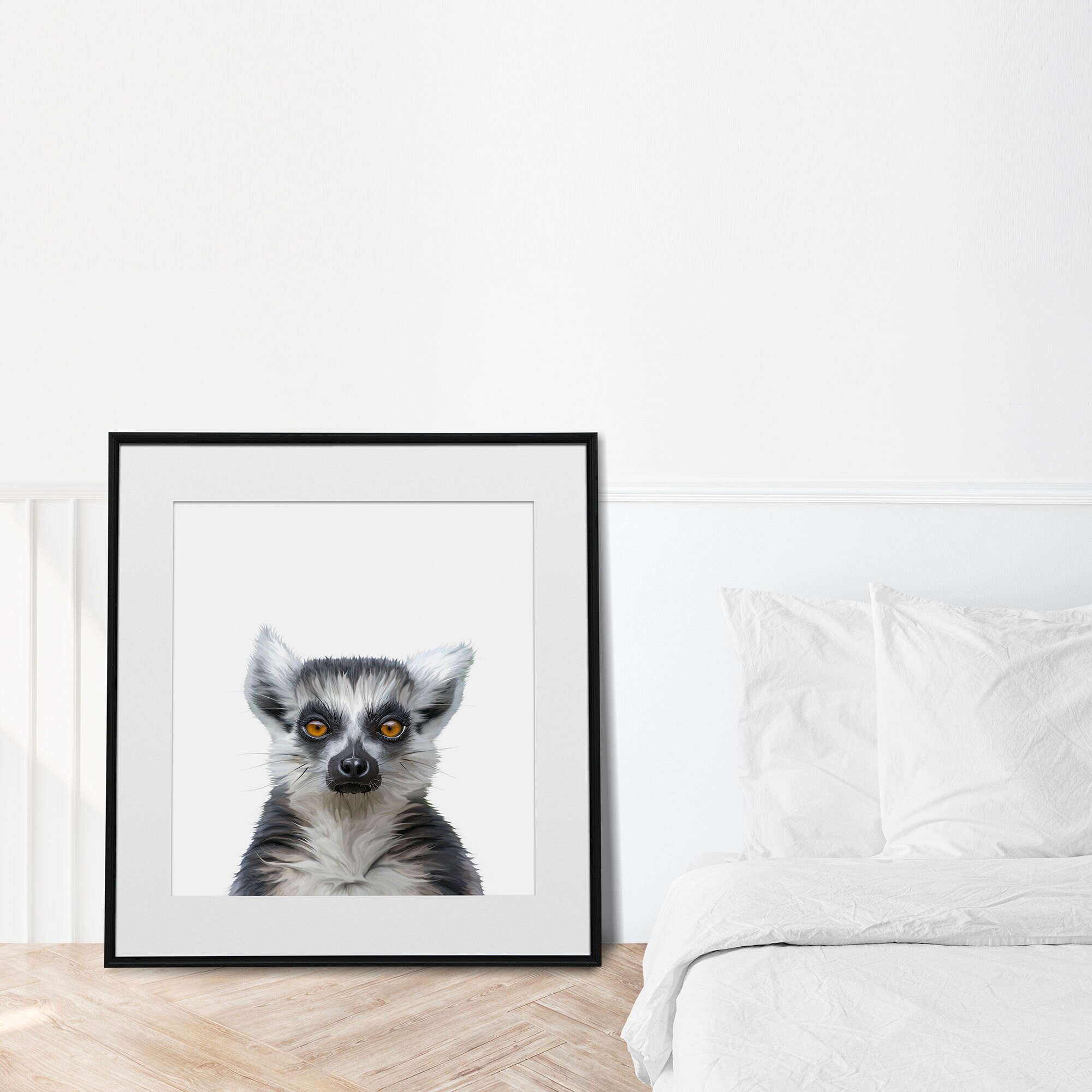 Larry the Lemur, Square Poster Art Print, Animal Painting, Digital Art ...