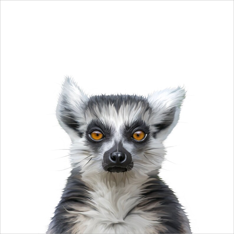 Larry the Lemur, Square Poster Art Print, Animal Painting, Digital Art ...