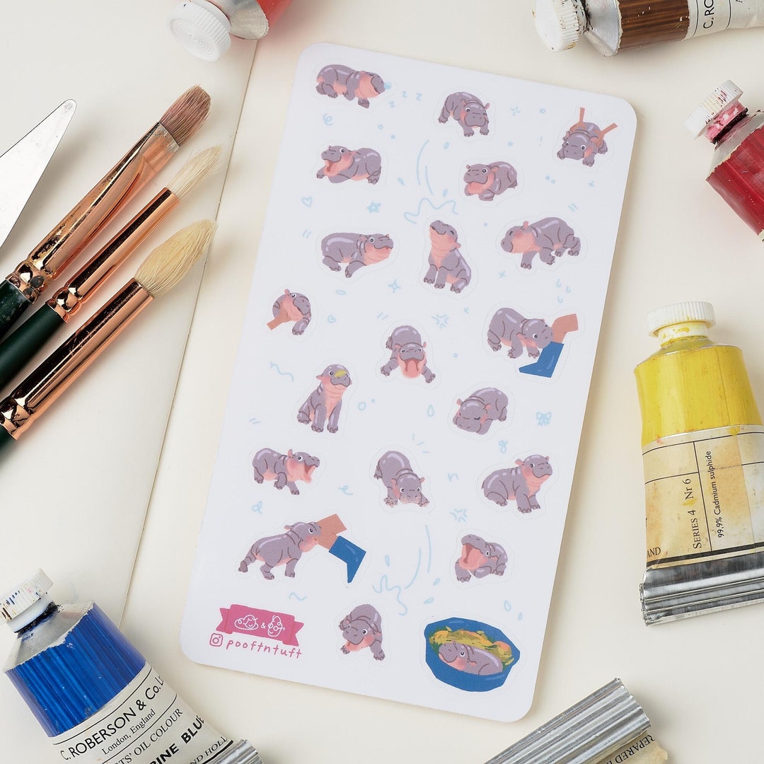 20 Stickers!! Moo Deng Sticker Sheet | Waterproof Vinyl - Etsy