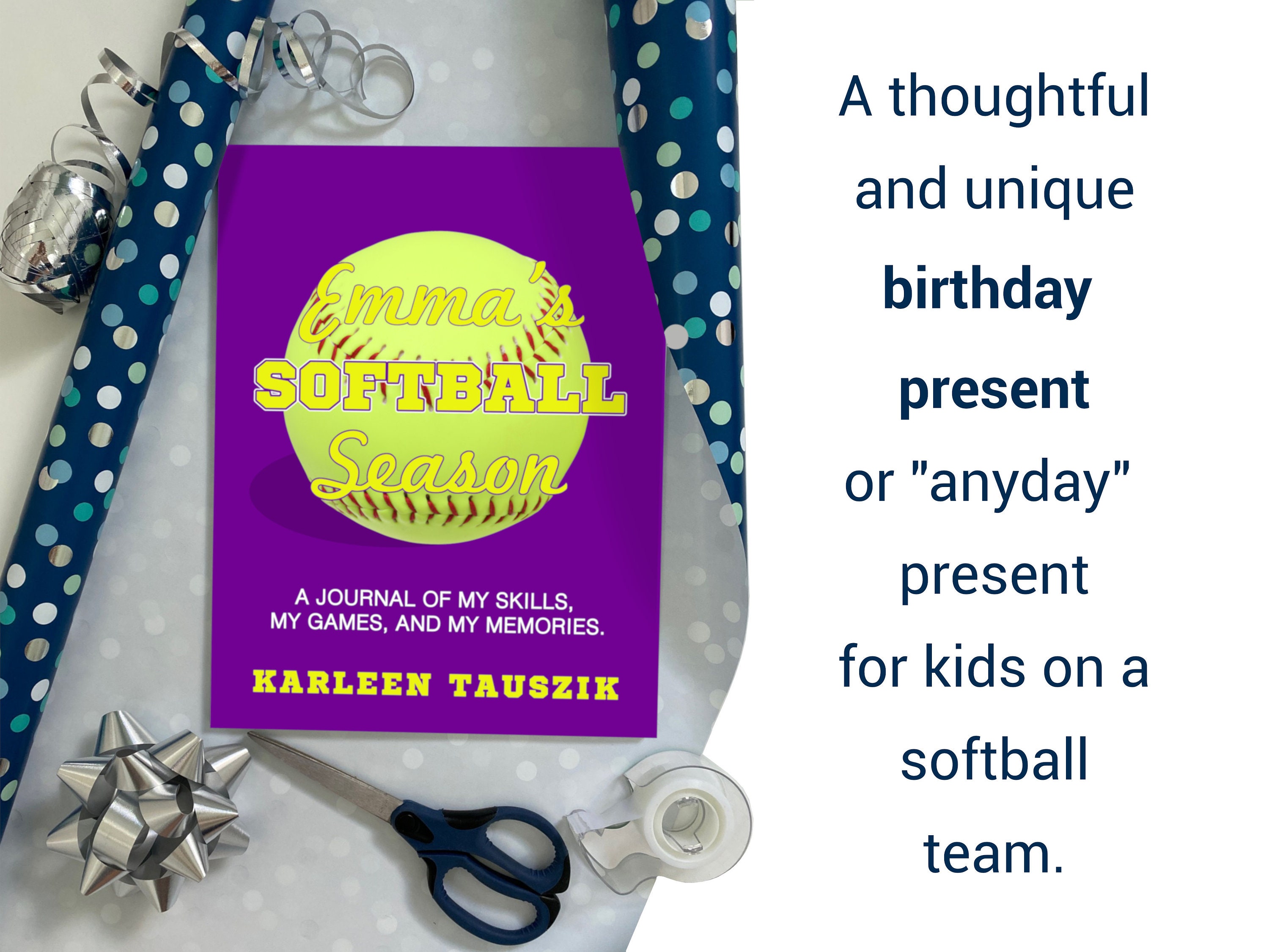 SOFTBALL JOURNAL PERSONALIZED Softball Gifts for Girls on Softball Team ...