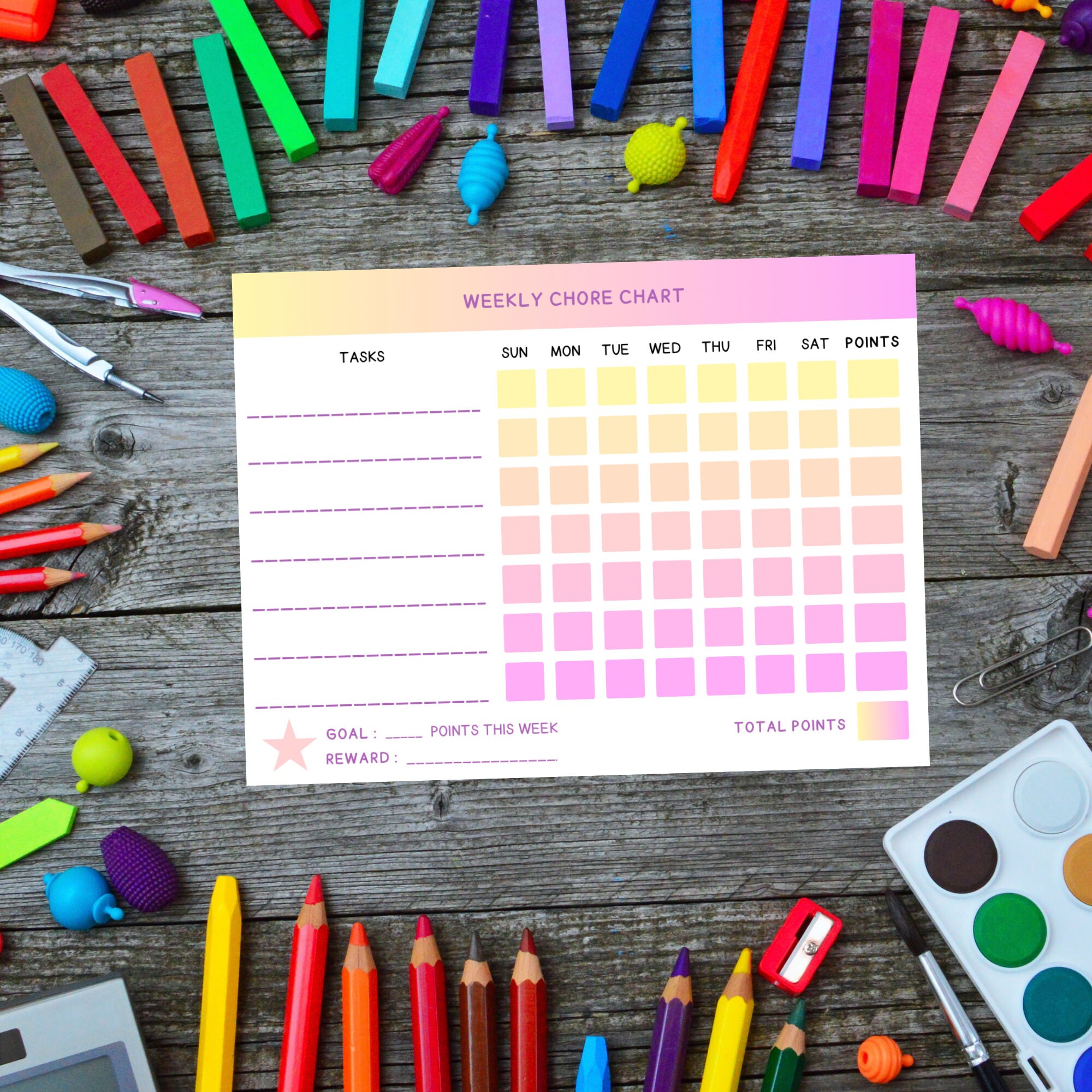 Editable Kids Chore Chart | Fun Printable Weekly Planner (digital ...