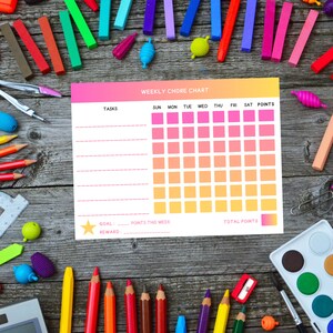 Colorful Chore Chart for Kids | Downloadable Editable Printable Simple ...