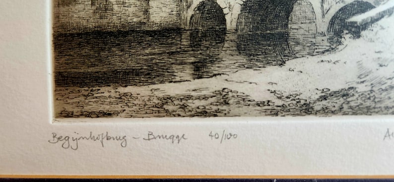 Original Etching Aidan Kirkpatrick, Begijnhofbrug Brugge 1981 Limited ...