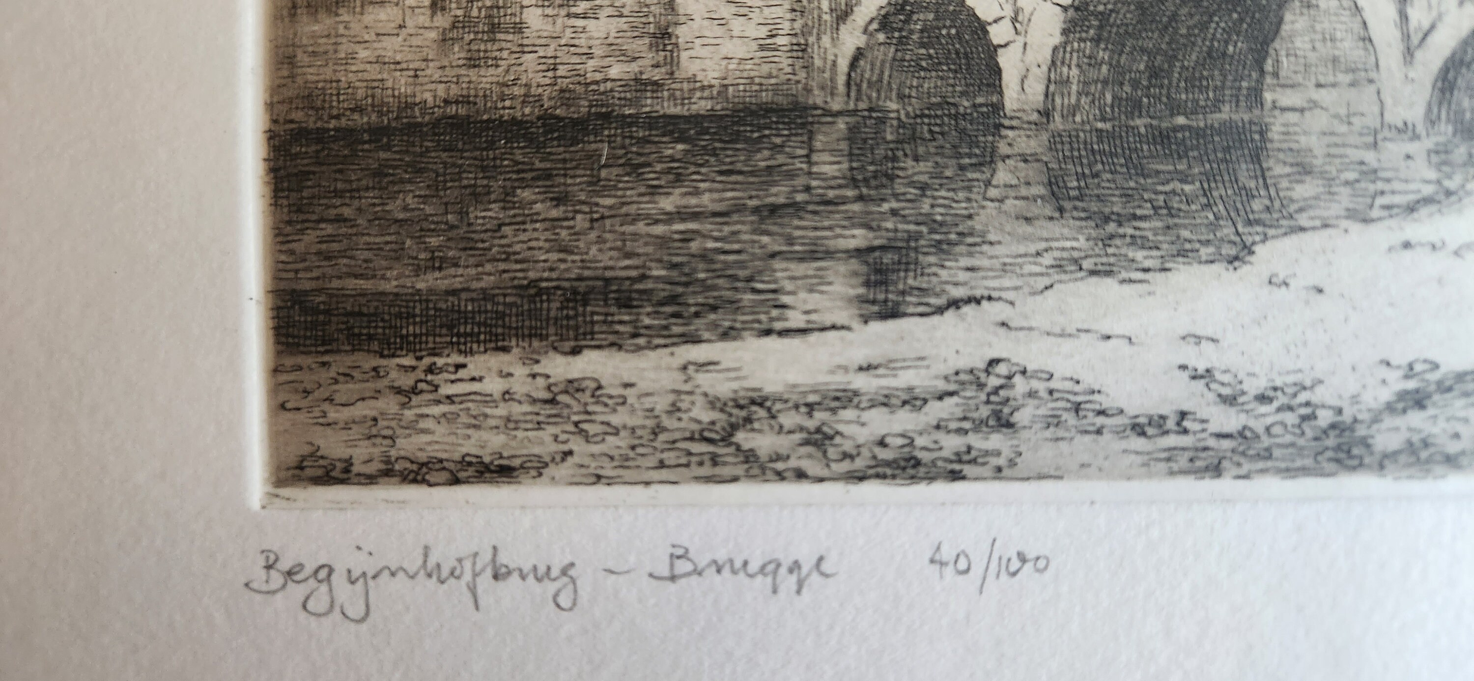 Original Etching Aidan Kirkpatrick, Begijnhofbrug Brugge 1981 Limited Edition Signed by Artist ...