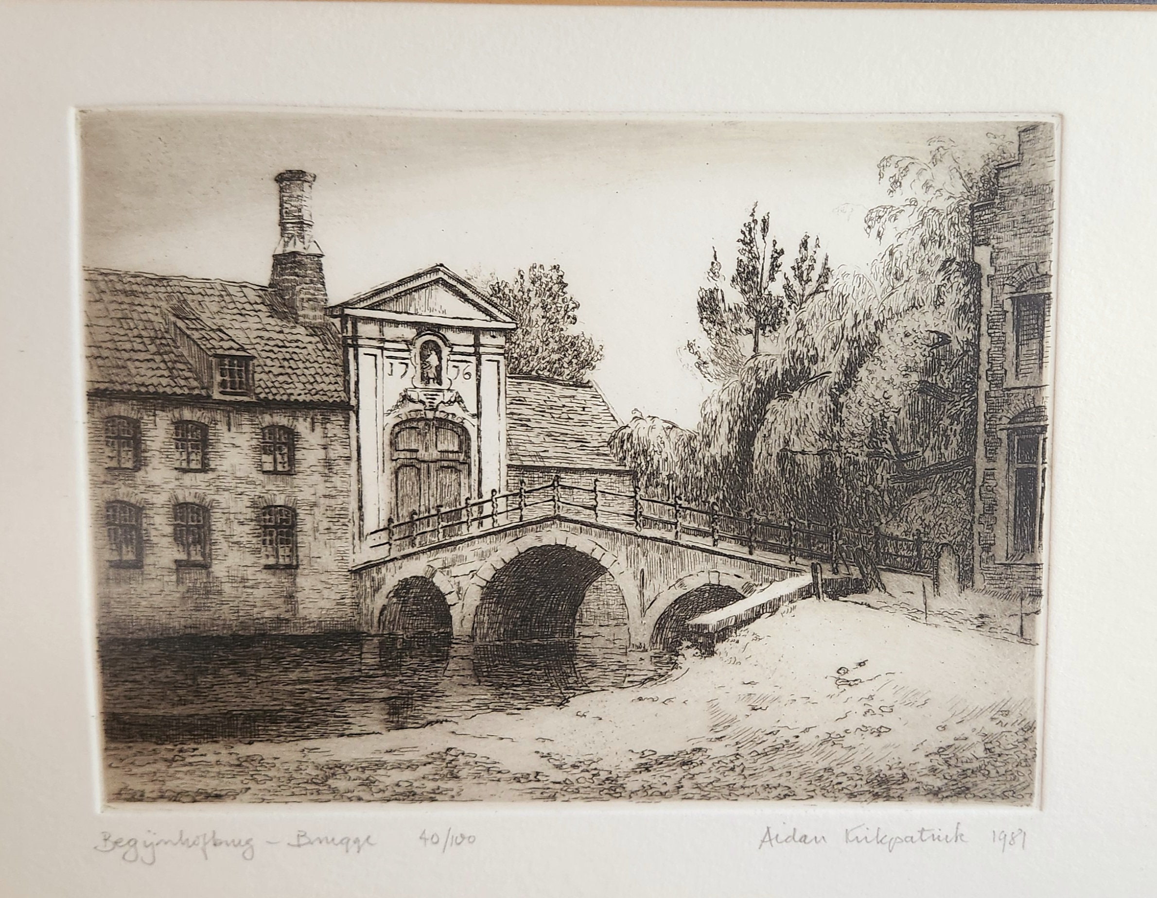 Original Etching Aidan Kirkpatrick, Begijnhofbrug Brugge 1981 Limited ...