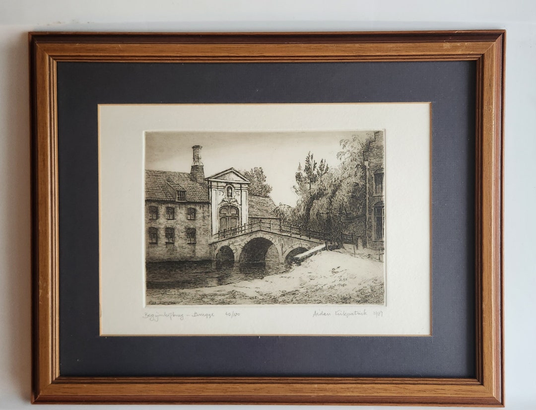 Original Etching Aidan Kirkpatrick, Begijnhofbrug Brugge 1981 Limited ...