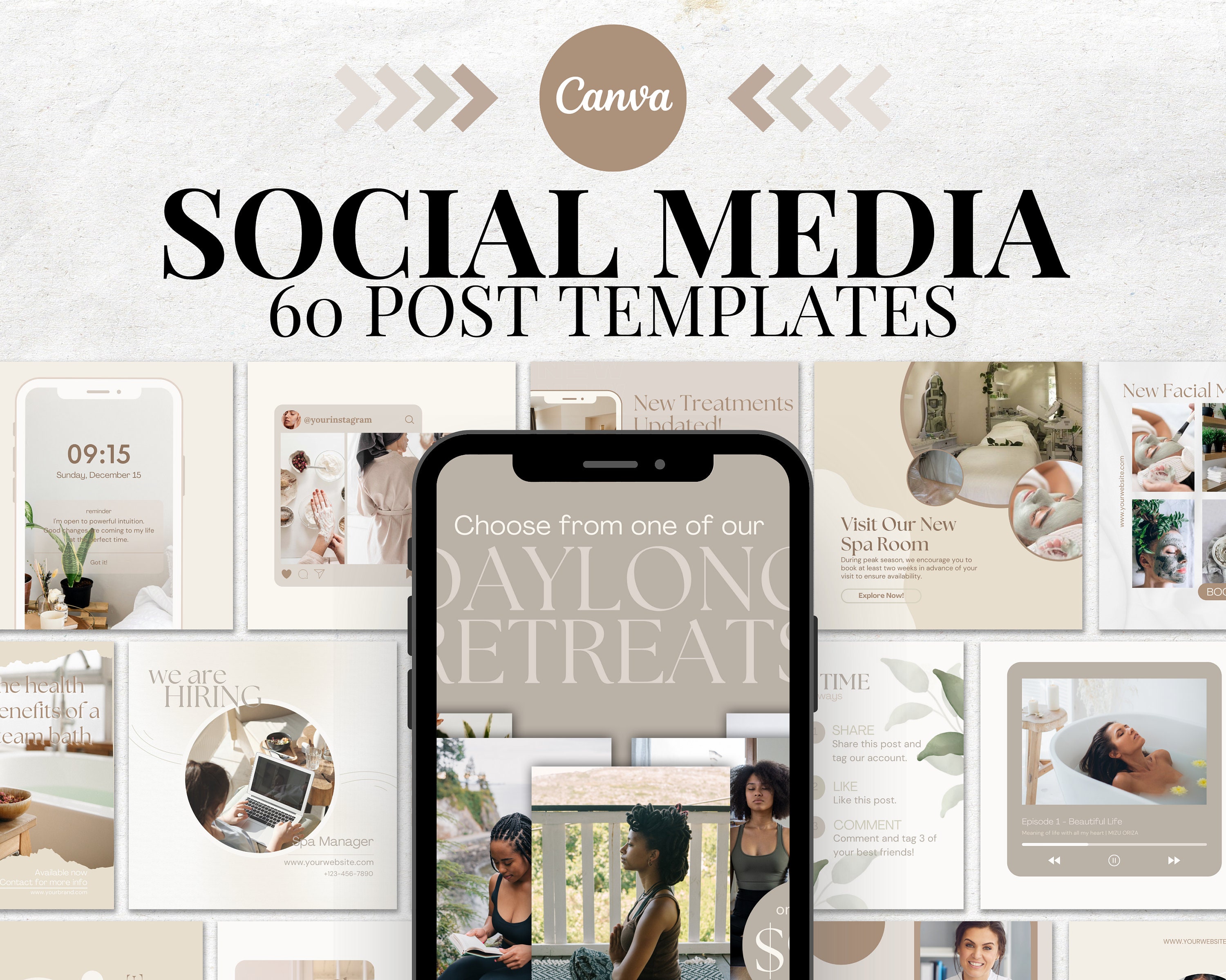 Minimalist Instagram Post Template, Neutral Canva Feed, Editable ...