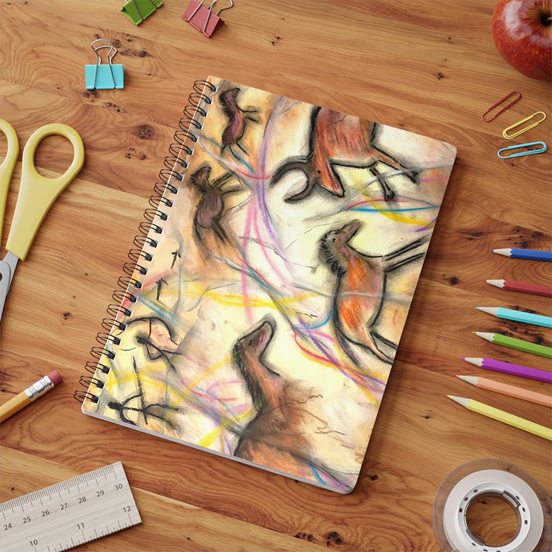 Cave Art Notebook, A5 Spiralbound Journal, Hunting Design, Planner ...