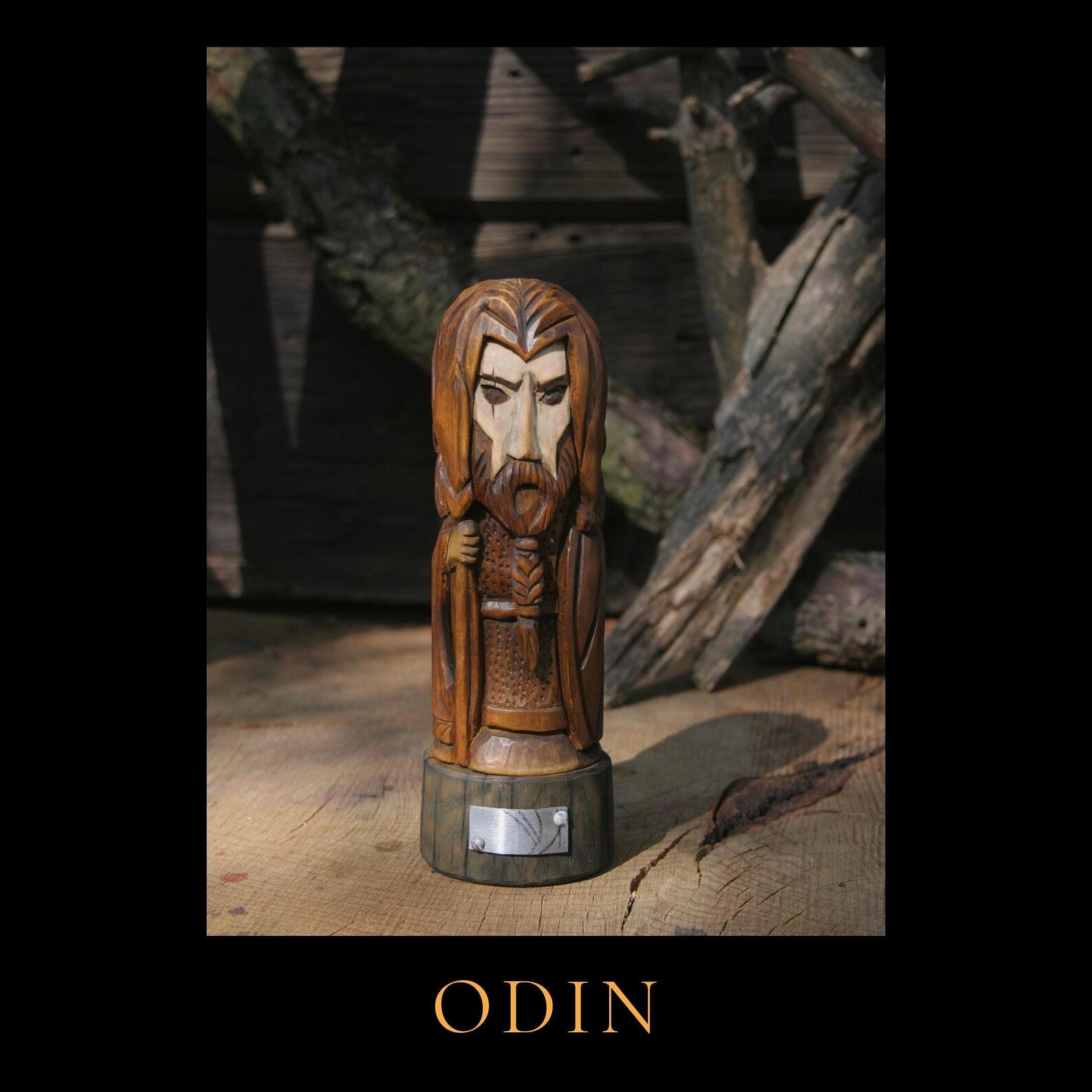 Norse God Odin.hand Crafted Wooden Statue. Odin Statue ...