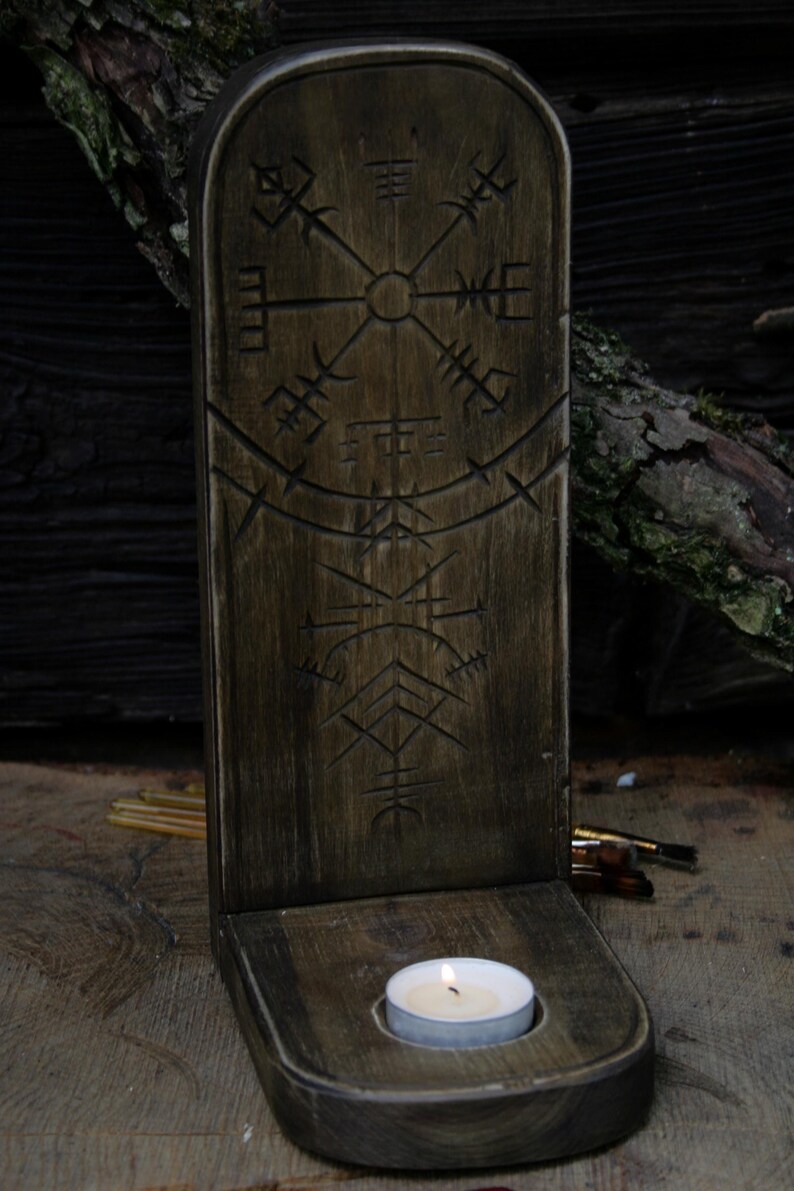 Wall Candlestick, Ritual Altar, Gift, Scandinavian Decor,vegvisir - Etsy