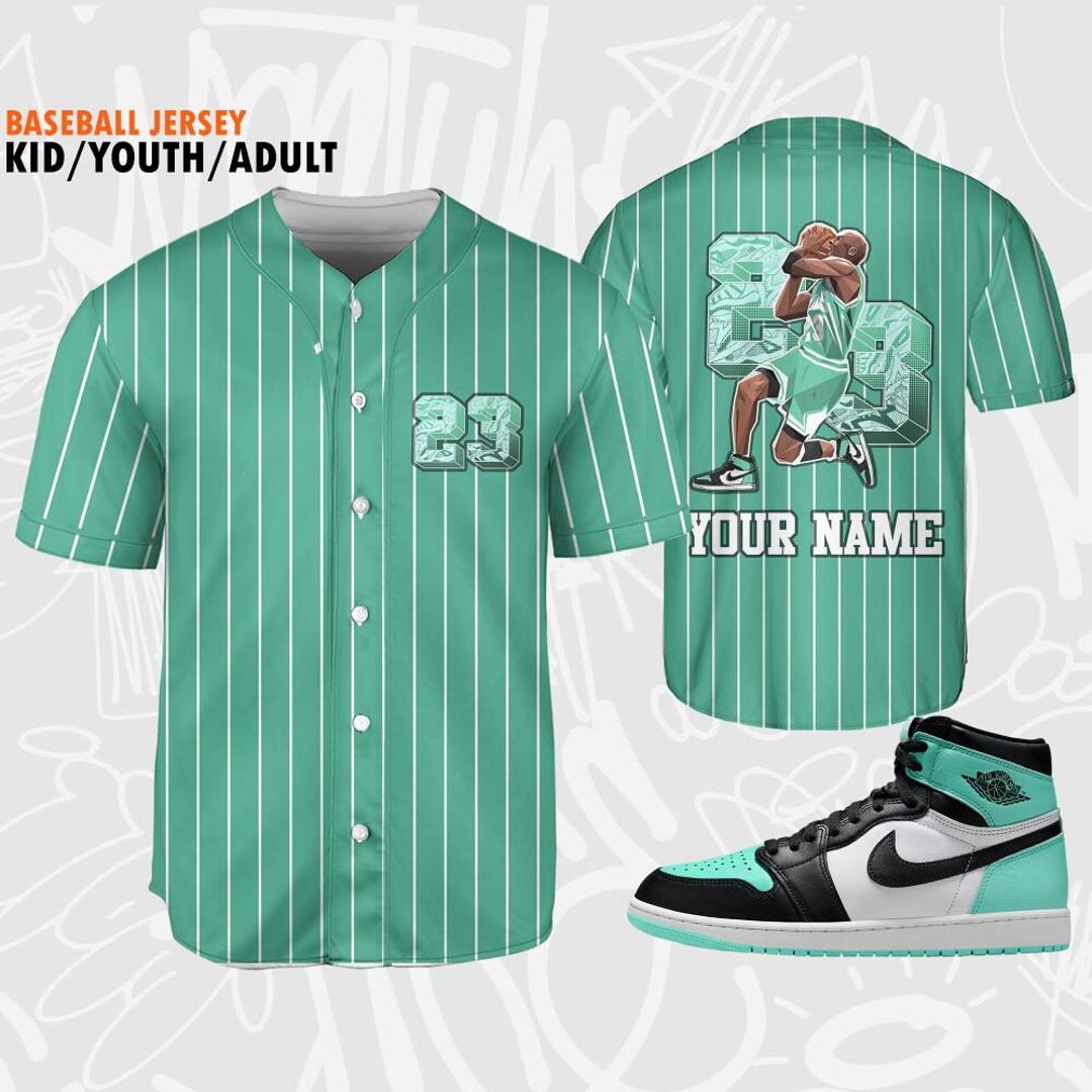 Personalize Number 23 MJ Jersey to Match AJ 1 High OG Green Glow ...
