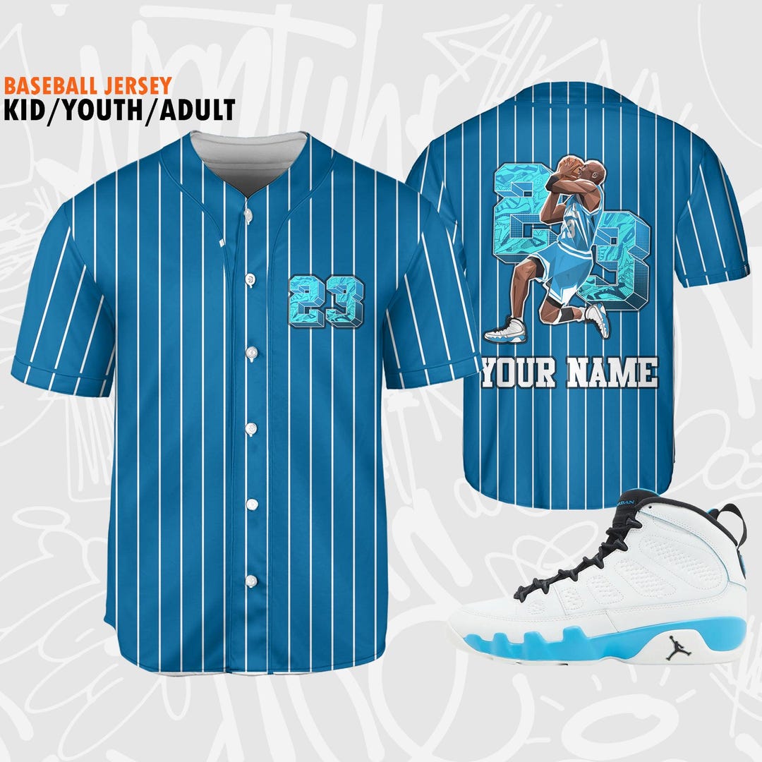 Personalize Number 23 MJ Jersey to Match Jordan 9 Powder Blue, Baseball ... Personalize Number 23 MJ Jersey to Match Jordan 9 Powder Blue, Baseball ...