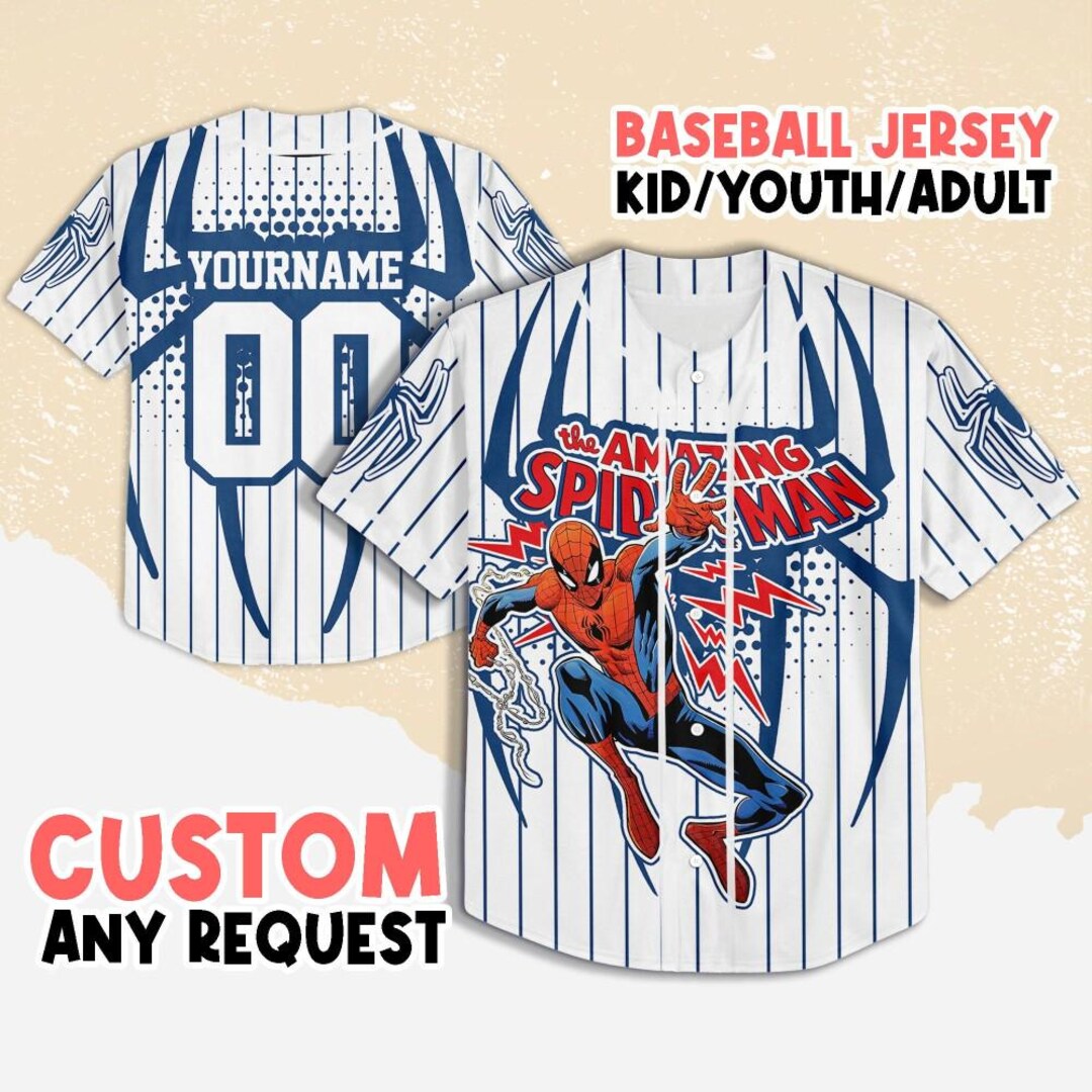 Custom Spiderman Baseball Jersey, Disney Spiderman Baseball Jersey ...