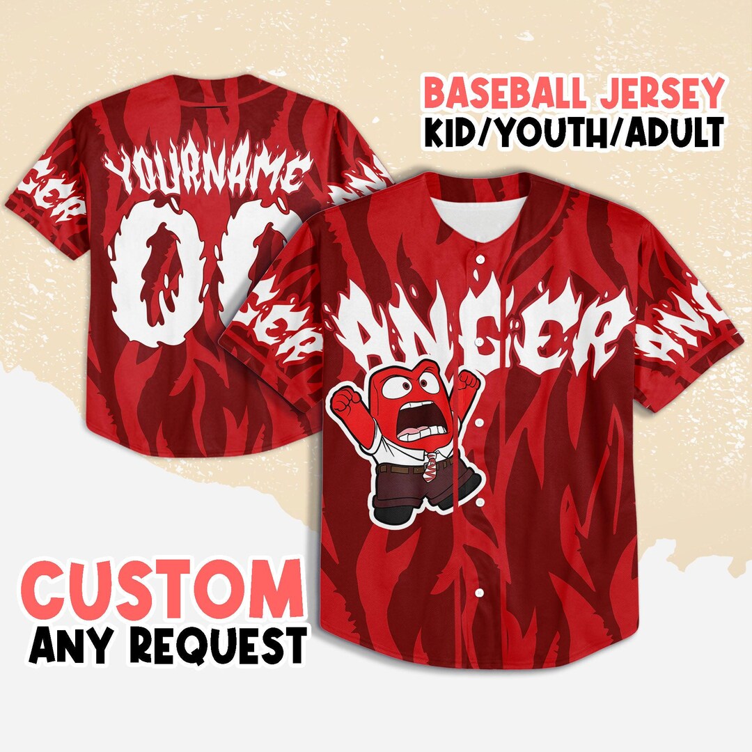 Personalized Inside Out Anger Red Baseball Jersey, Disney Anger ...