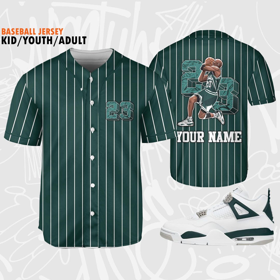 Personalize Number 23 MJ Jersey to Match AJ 4 Oxidized Green, Baseball ...