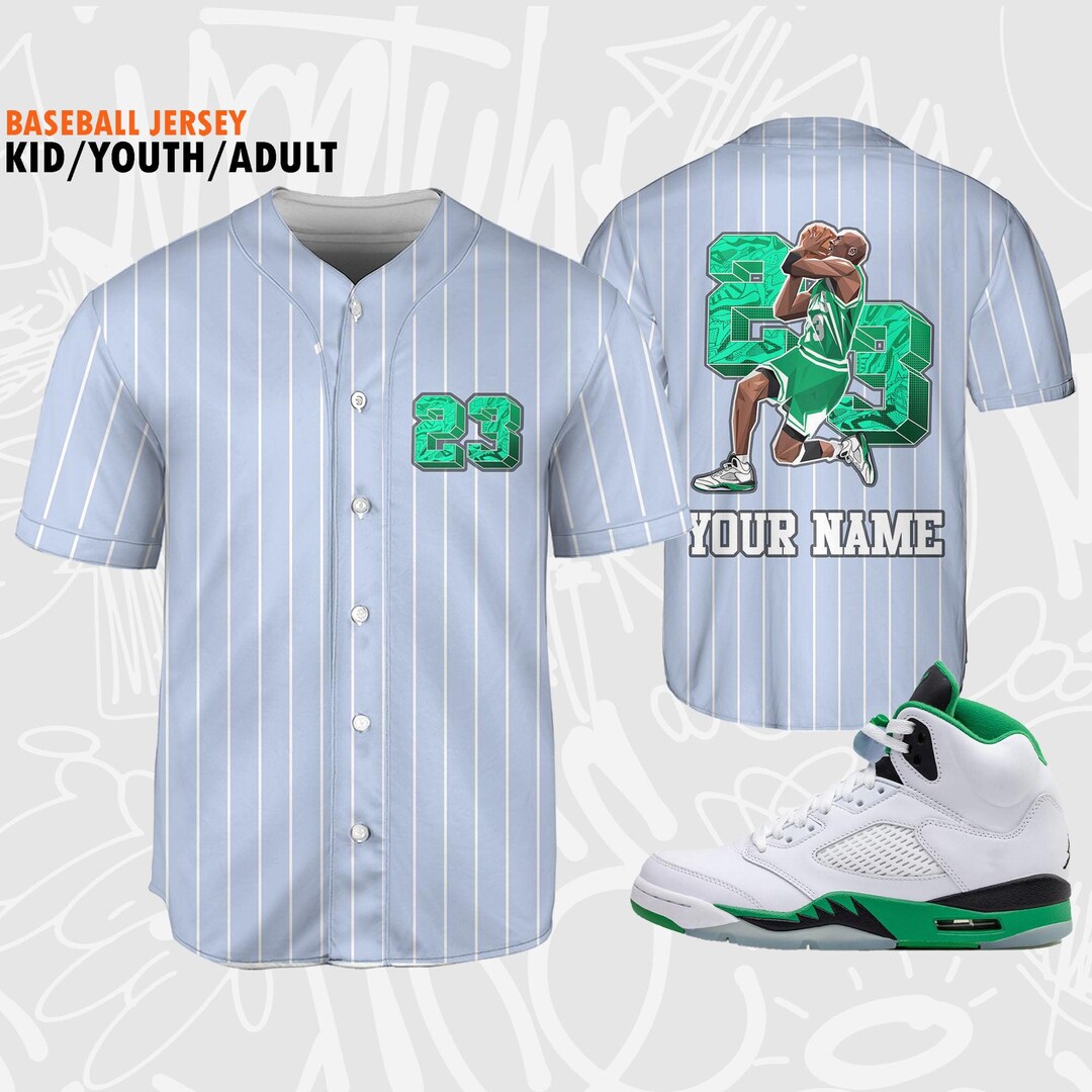 Personalize Number 23 MJ Jersey to Match Jordan 5 Lucky Green, Baseball ... Personalize Number 23 MJ Jersey to Match Jordan 5 Lucky Green, Baseball ...