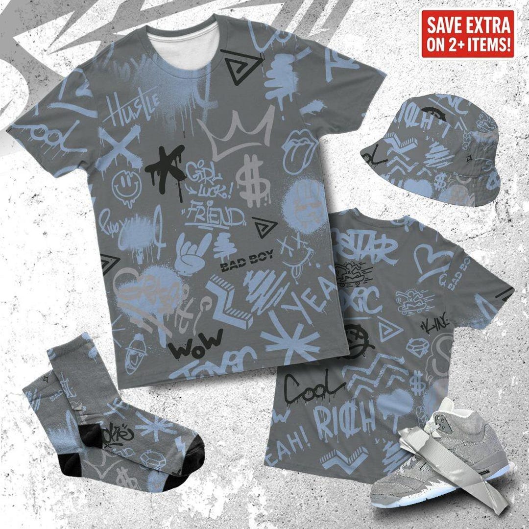 AJ 5 Wolf Grey Graffiti King 3D Doodle Style T-shirt, Sweatshirt ...