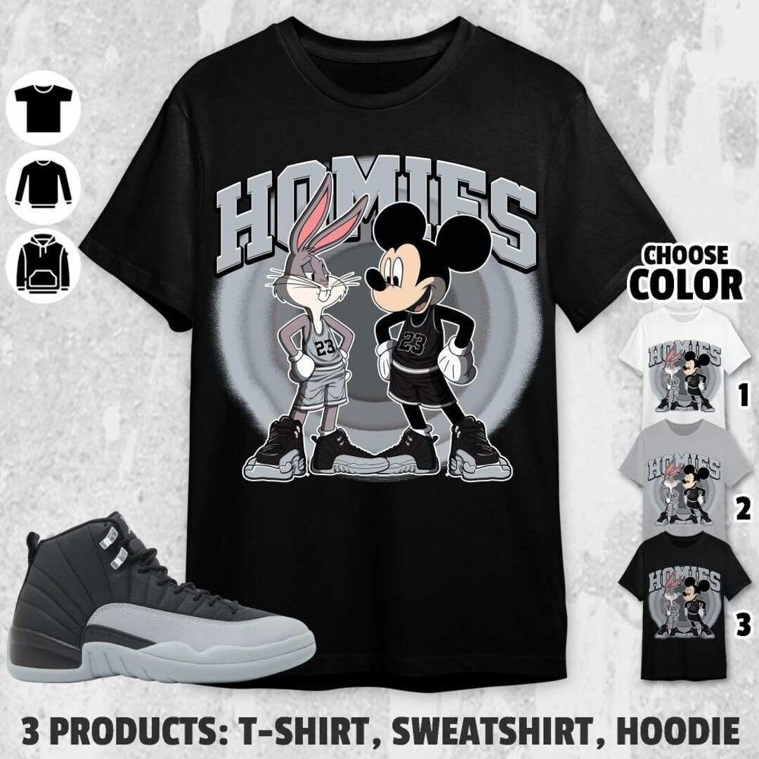 AJ 12 Wolf Grey Unisex T-shirt, Sweatshirt, Hoodie, Bunny and Mickey ...