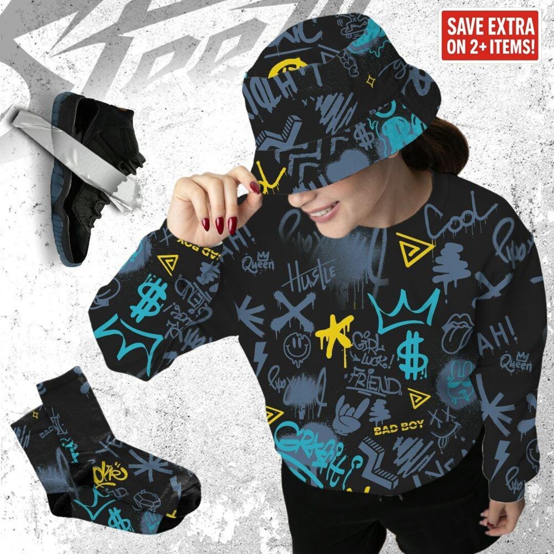 AJ 11 Gamma Blue Graffiti King 3D Doodle Style T-shirt, Sweatshirt ...