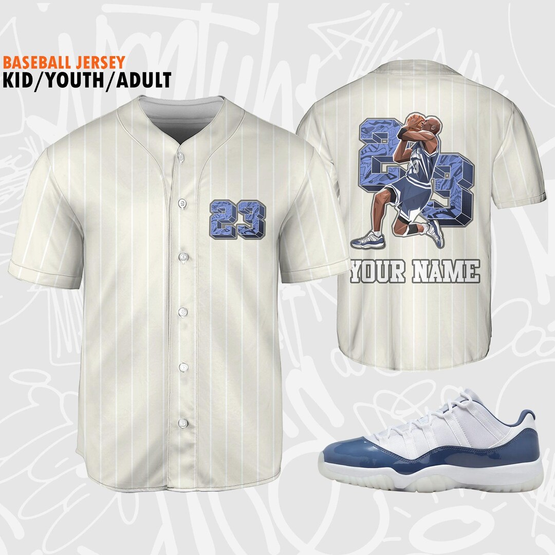 Personalize Number 23 MJ Jersey to Match AJ 11 Low Diffused Blue ...