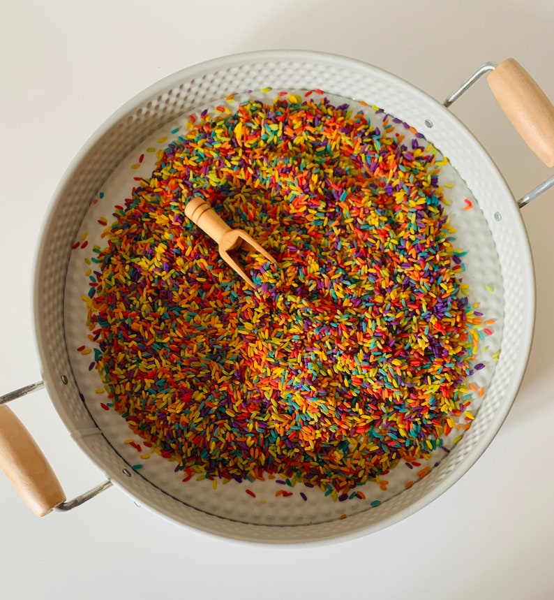 Round Sensory Tray With Painted Rice Kit Sensory Tray Kit - Etsy