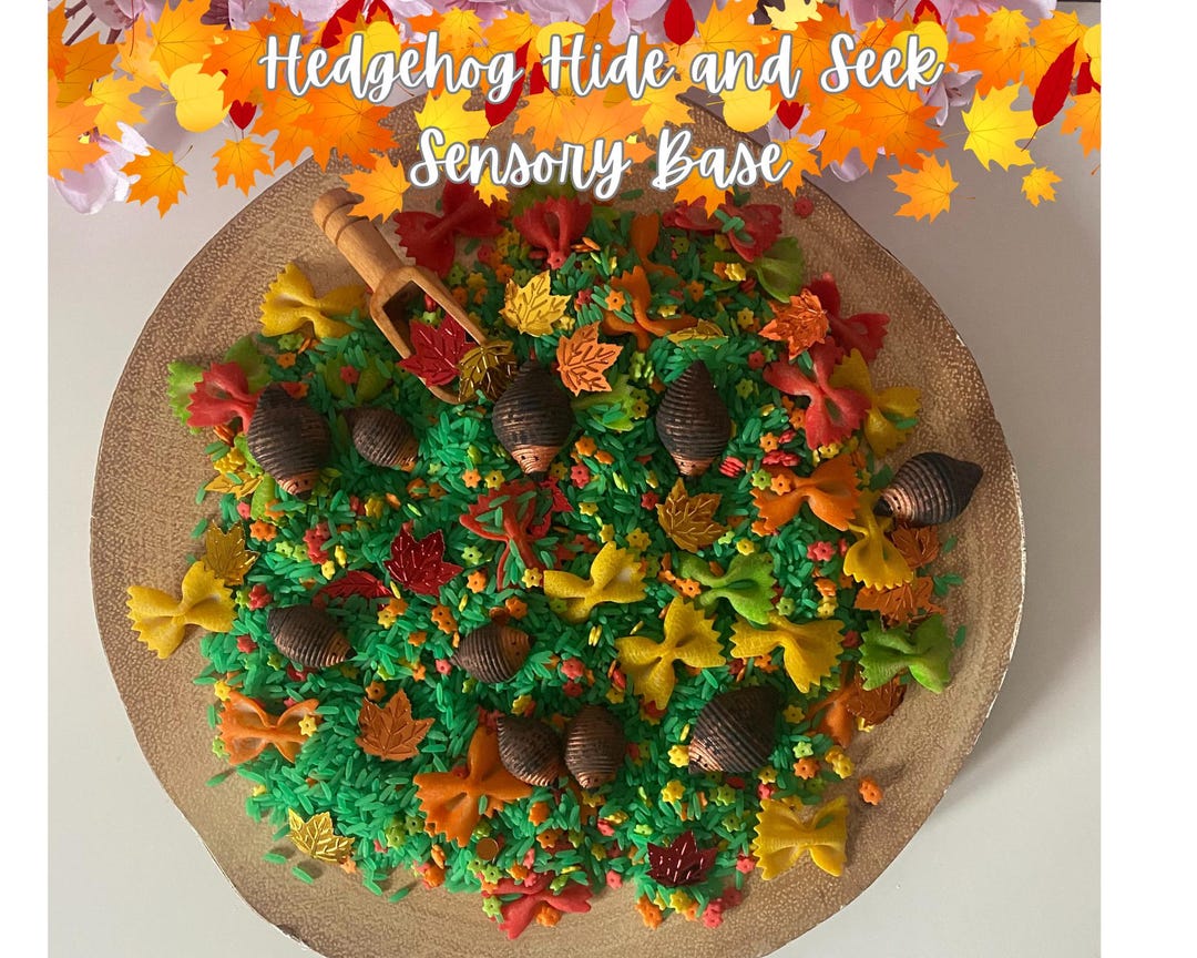 Autumn Sensory Base Hedgehogs and Leaves, Fall Sensory Bin Filler for ...