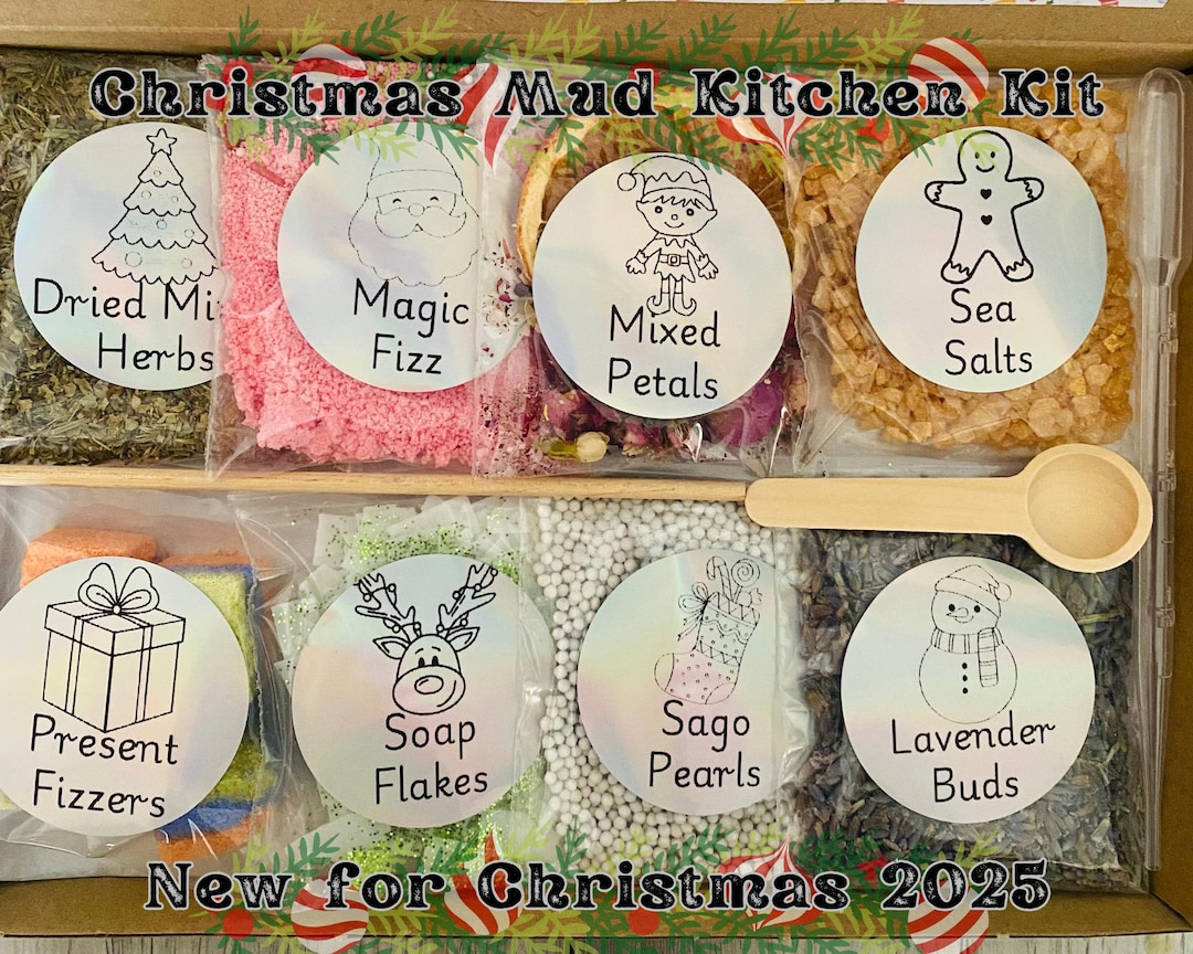 Christmas Mud Kitchen Kit for Kids, Festive Sensory Play Activity ...