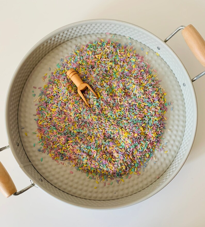 Round Sensory Tray With Painted Rice Kit Sensory Tray Kit - Etsy
