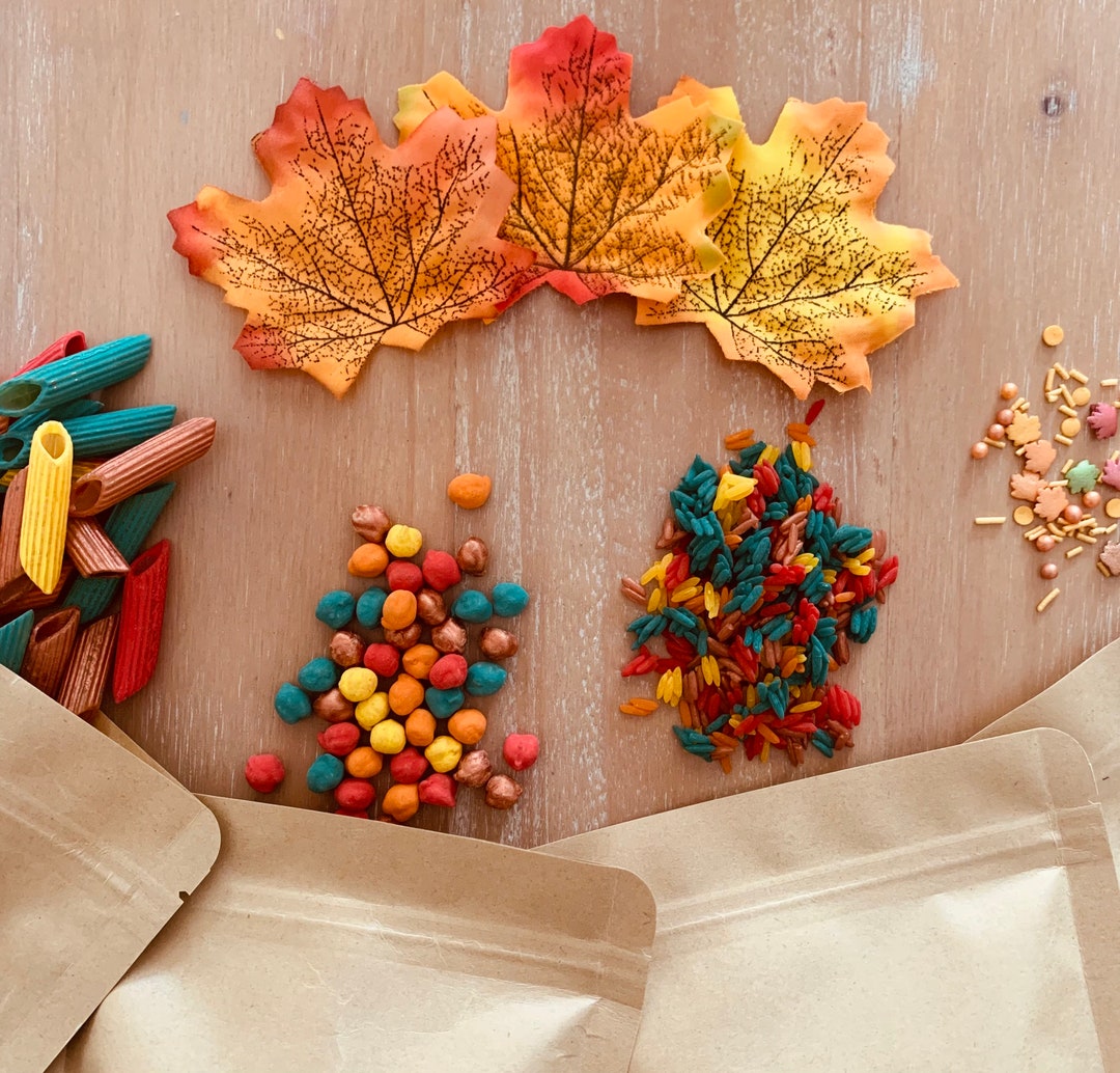 Autumn Themed Sensory Bin Fillers, Mud Kitchen Kit, Autumn Rice Pasta ...