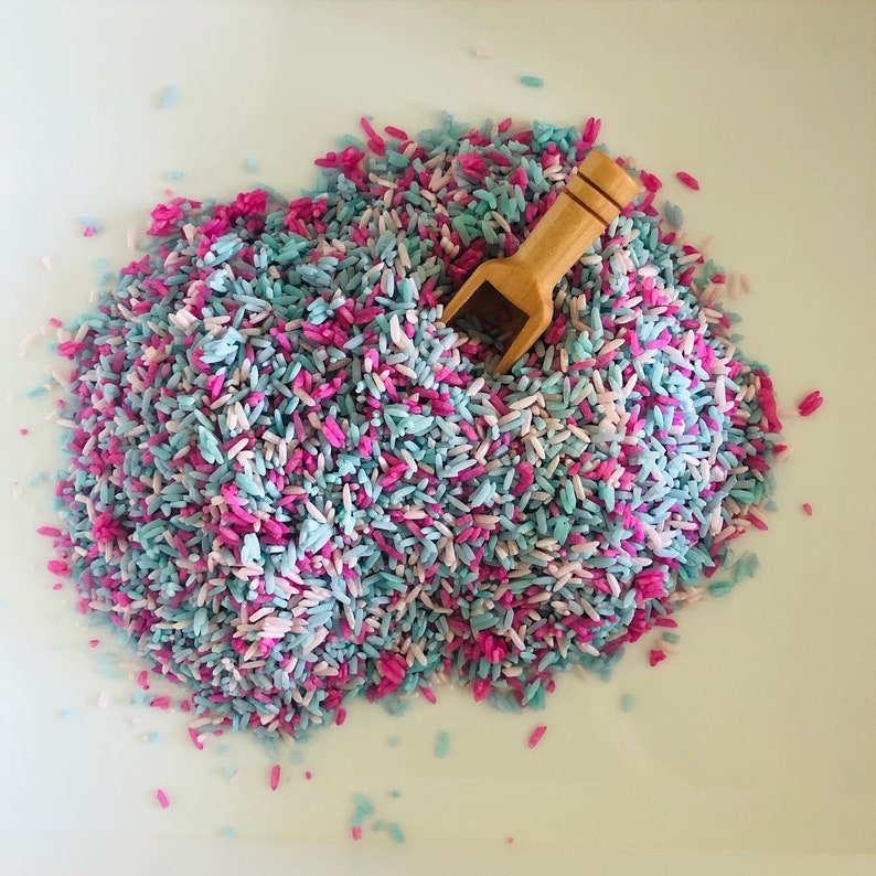 Round Sensory Tray With Painted Rice Kit Sensory Tray Kit - Etsy