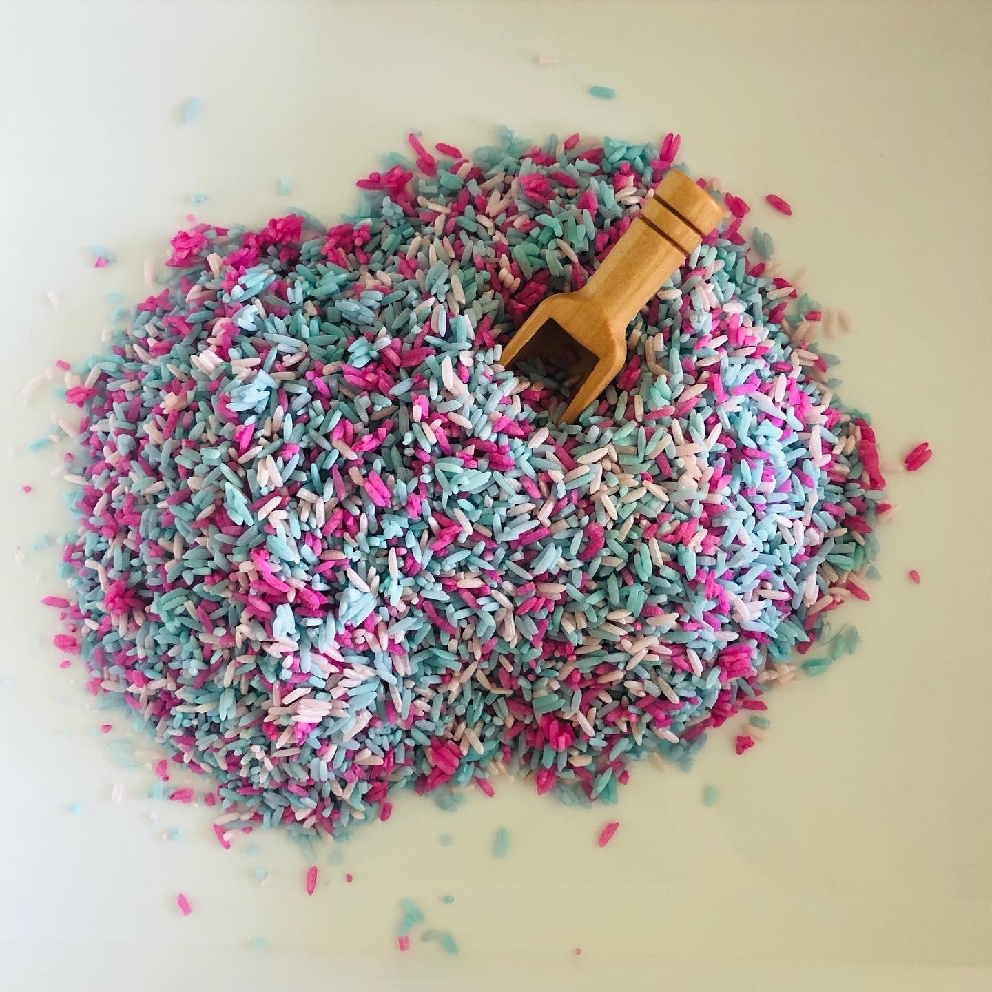 Round Sensory Tray With Painted Rice Kit, Sensory Tray Kit, Rainbow ...