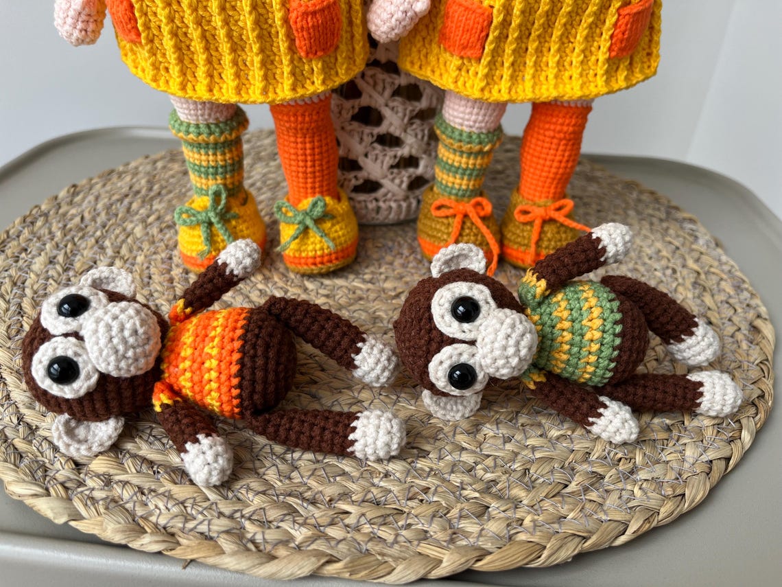 Crochet Pippi Longstocking Doll With Mr. Nilsson Monkey - Etsy