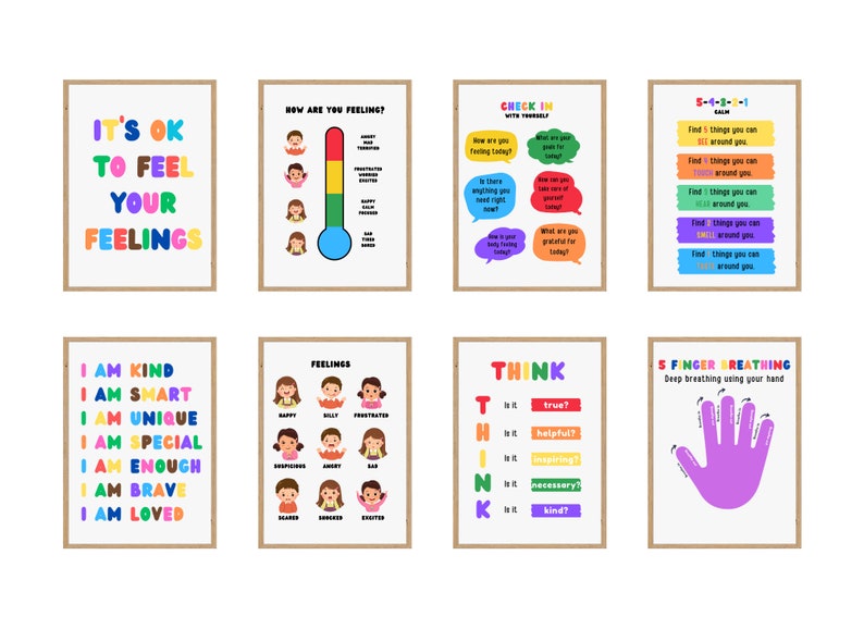 8 Calm Down Corner Posters Rainbow Classroom Psychology Prints Growth ...