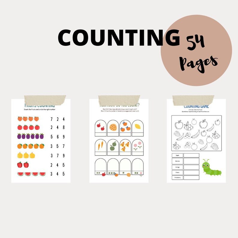 Counting Worksheets Preschool Pre-k Worksheets Homeschool - Etsy