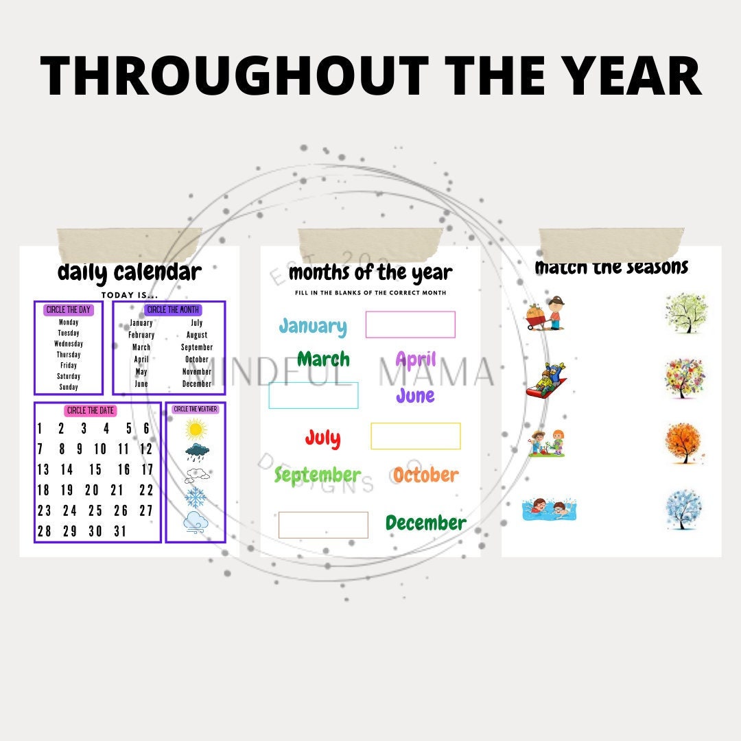 Throughout the Year, Days of the Week, Months, Tracing, Coloring ...