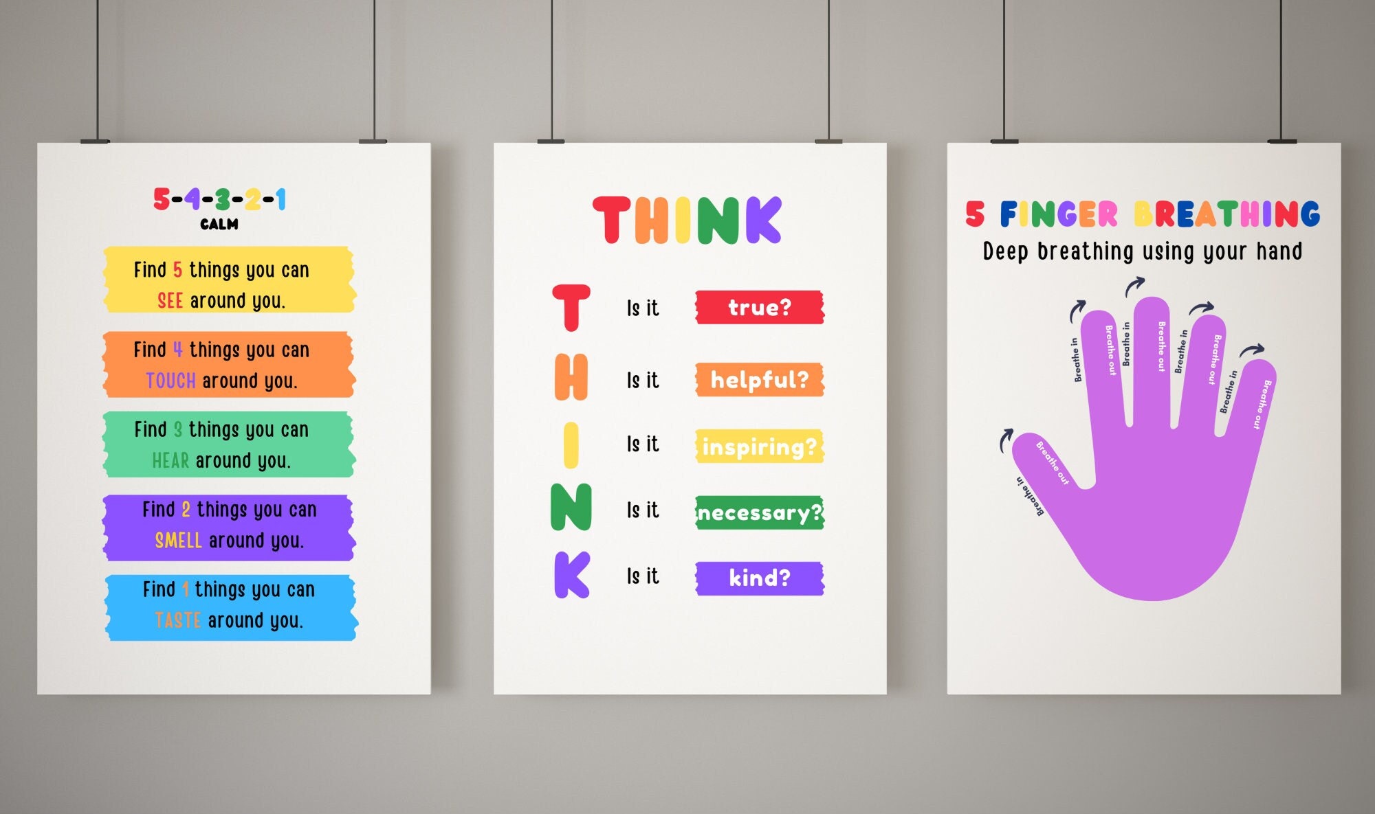 8 Calm Down Corner Posters Rainbow Classroom Psychology Prints Growth ...