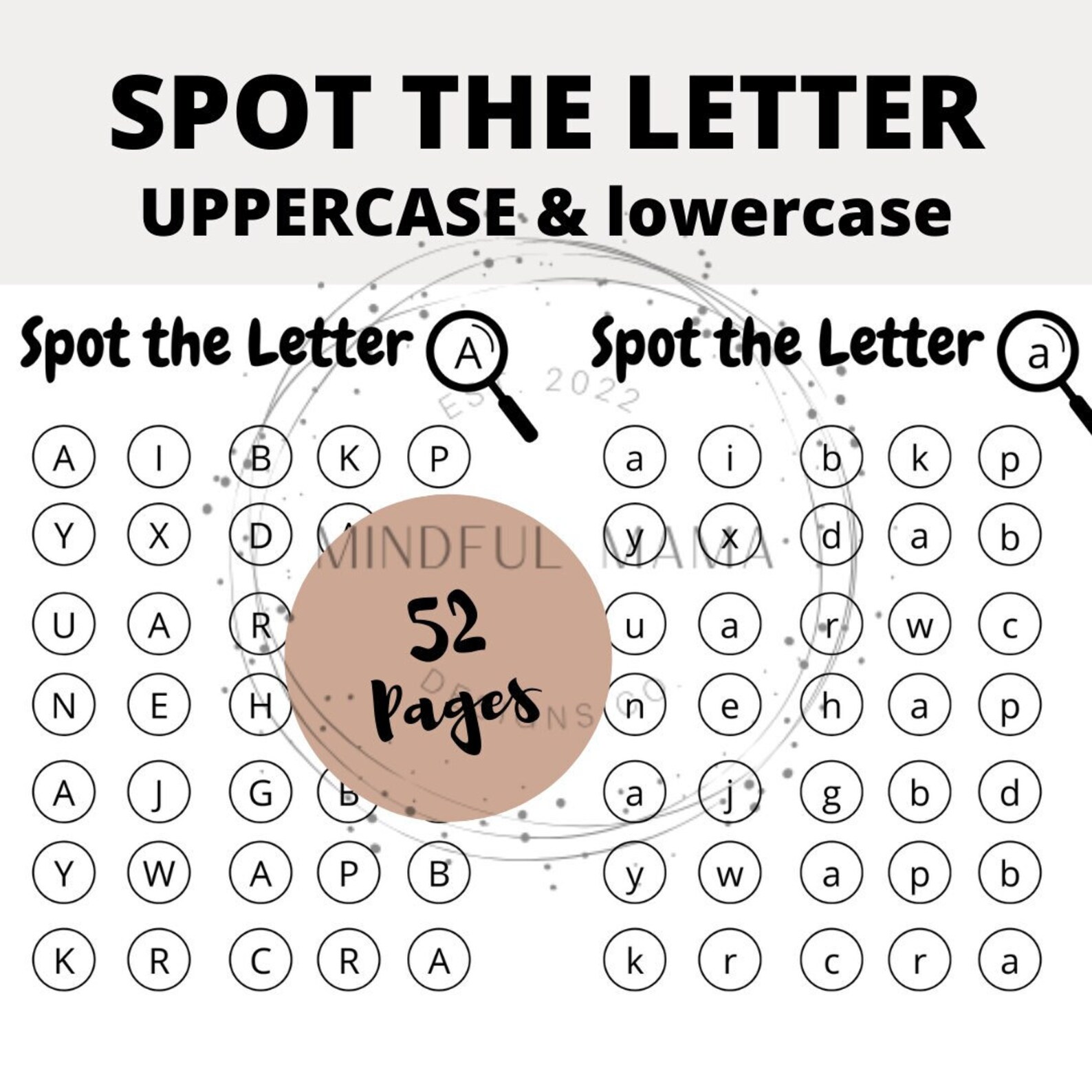 Spot the Letter, Uppercase and Lowercase, Visual Scanning, Printable ...