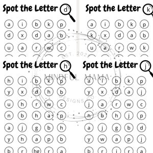 Spot the Letter, Lowercase, Visual Scanning, Digital Download ...