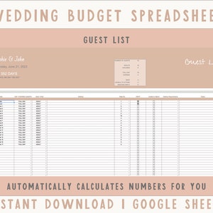 Wedding Spreadsheet, Wedding Budget Spreadsheet, Wedding Checklist ...