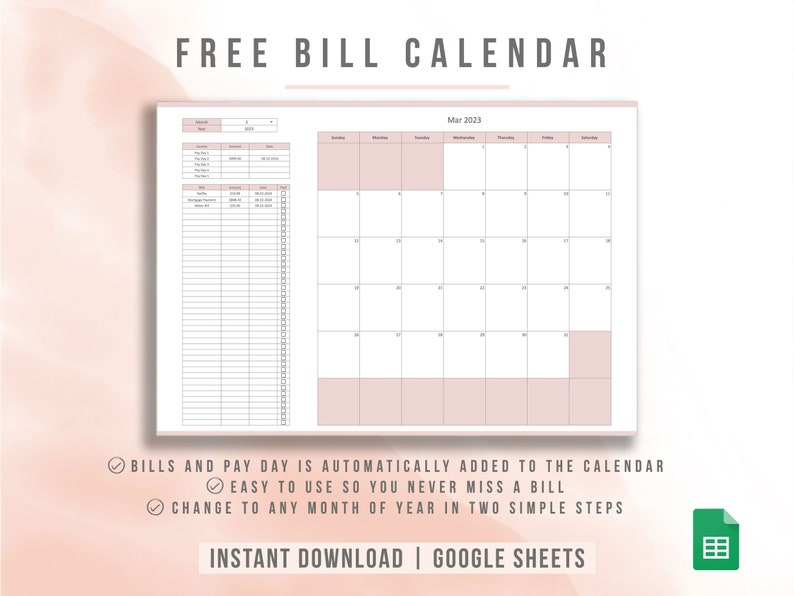 Annual Budget Spreadsheet, Google Sheets Budget Template, Bill Calendar ...