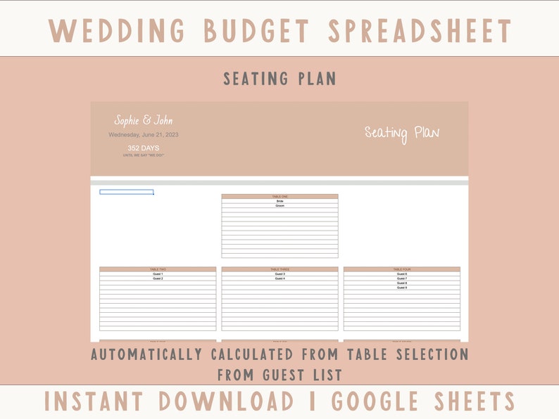 Wedding Spreadsheet, Wedding Budget Spreadsheet, Wedding Checklist ...